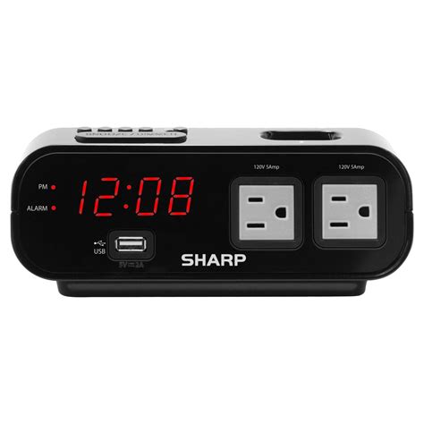 Amazon Com Sharp Digital Alarm Clock With X Power Outlets With Surge Protect And Rapid Charge