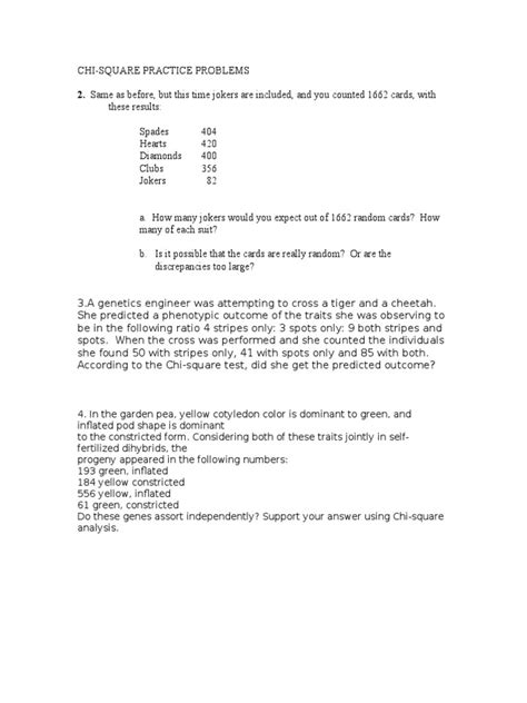 Chi Square Practice Problems Key Pdf Chi Squared Distribution Chi Squared Test