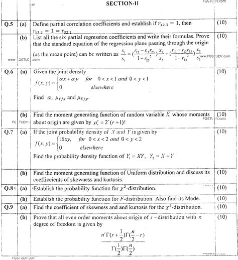 Msc Part 2 Mathematics Mathematical Statistics Past Paper 2019 Punjab University Subjective