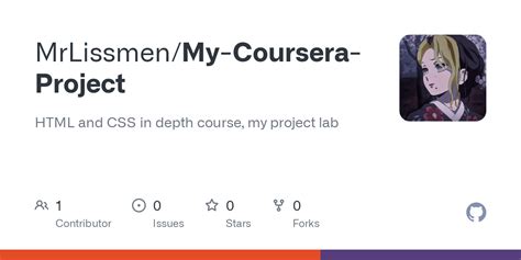 github mrlissmen my coursera project html and css in depth course