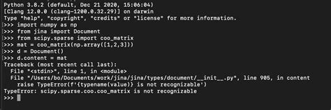 Can Not Set Sparse Matrix As Content Of The Document Issue