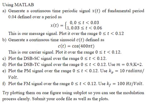 Solved Using Matlab A Generate A Continuous Time Periodic