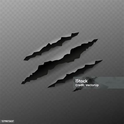 투명 한 배경에 현실적인 발톱 찢어 슬래시 패턴 벡터 그림입니다 가장자리에 대한 스톡 벡터 아트 및 기타 이미지 가장자리