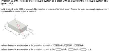 solved problem 03 097 replace a force couple system on a