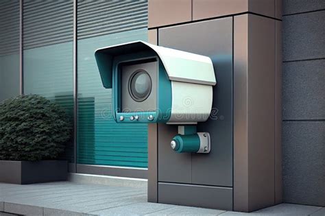 Security Camera Recording Monitoring Entrance Of Office Building Stock Image Image Of Guard