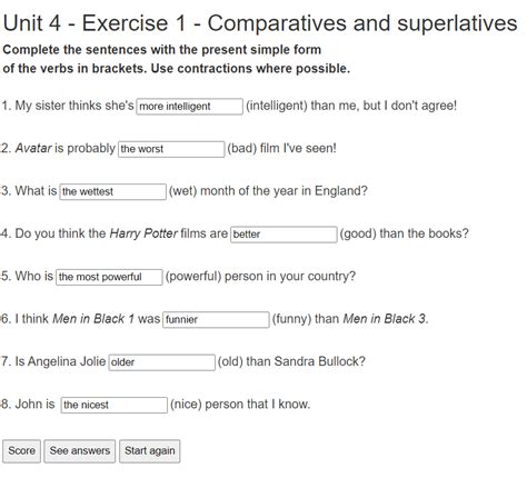 Unit 4 Exercise 1 Comparatives and superlatives Մհեր Մկրտչյան