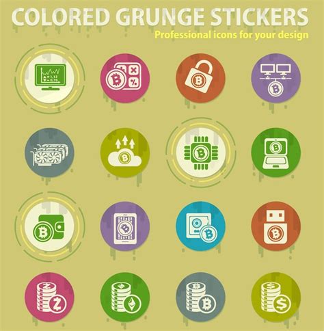 Premium Vector Cryptocurrency And Mining Colored Grunge Icons