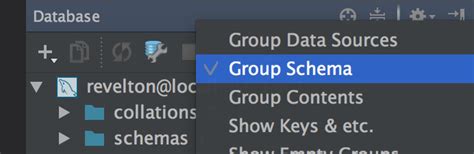 how do i remove collations and schemas from database tool window