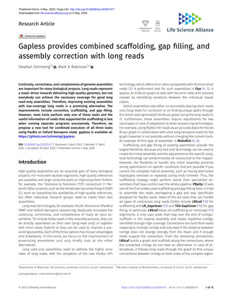 Pdf Gapless Provides Combined Scaffolding Gap Filling And Assembly
