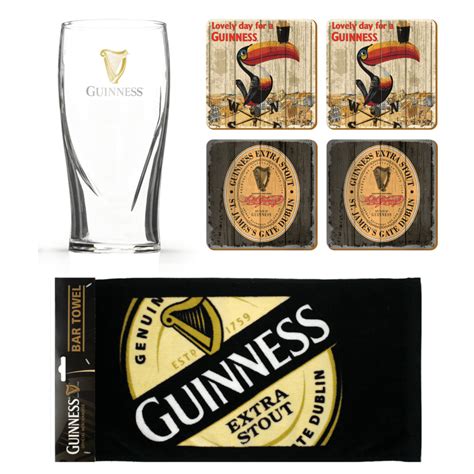 Guinness Mini Bar Set 6 Piece Includes Single Embossed Pint Glass