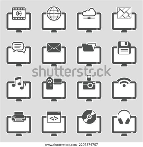 Computer Software Icons Sticker Design Vector Stock Vector Royalty