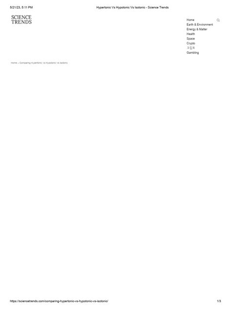 Hypertonic Vs Hypotonic Vs Isotonic Science Trends Pdf Osmosis Biology