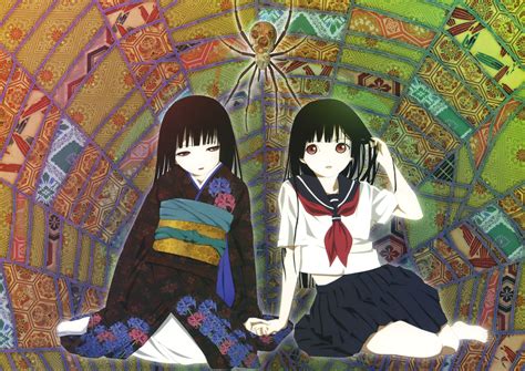 Anime Anime Girls Jigoku Shoujo Enma Ai Dark Hair Spider Red Eyes