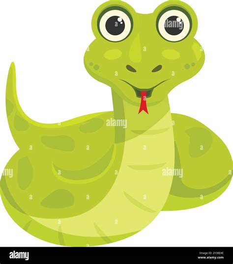 Cartoon Illustration Of A Cute Green Snake Sticking Out Its Tongue