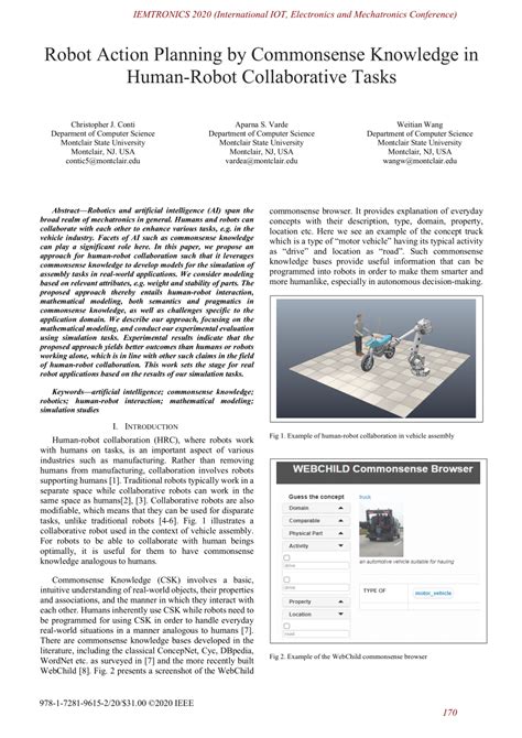 Pdf Robot Action Planning By Commonsense Knowledge In Human Robot Collaborative Tasks