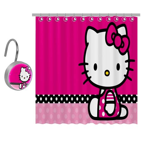 Tmoack Hello Kitty Shower Curtain With 9 Hooks Set 36x72