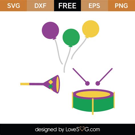 Free Mardi Gras Drums SVG Cut File Lovesvg
