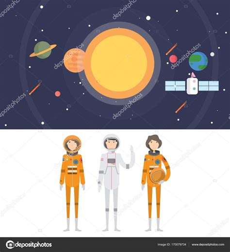 Space And Solar System Background And Character Concept Stock Vector