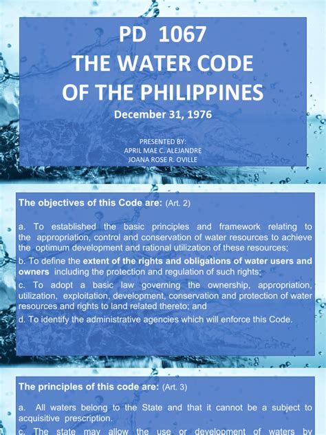 Group 5 Pd 1067 Water Code Presentation Pdf River Complaint