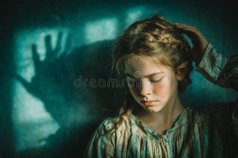 Contemplative Shadow A Girl With Braided Hair Stands Against A Teal