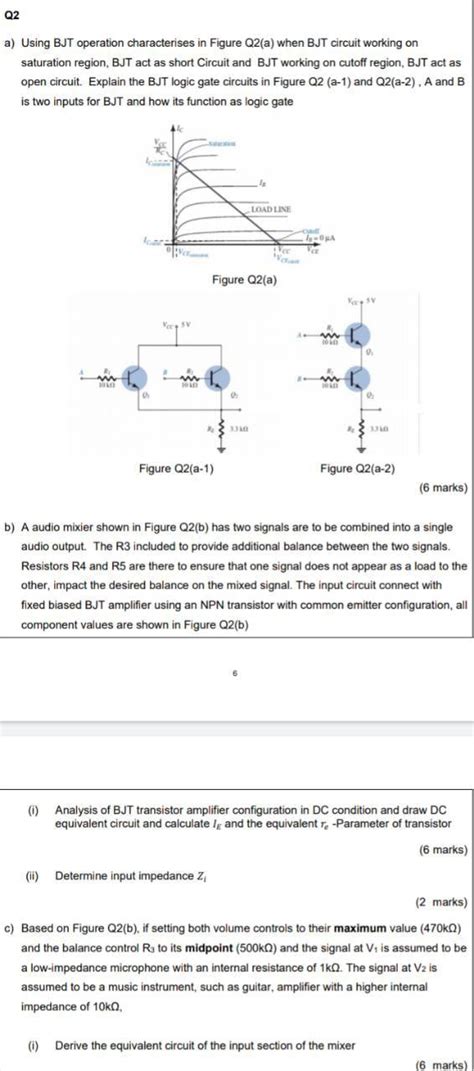 A Using BJT Operation Characterises In Figure Q2 A Chegg Com