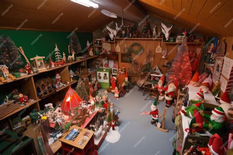 Premium Ai Image Santas Workshop With Elves And Toys In View Created