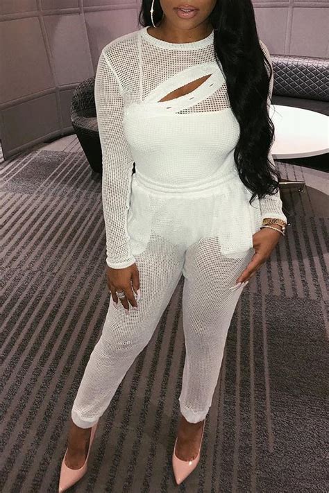 Sexy See Through Cutout Lace Pants Set