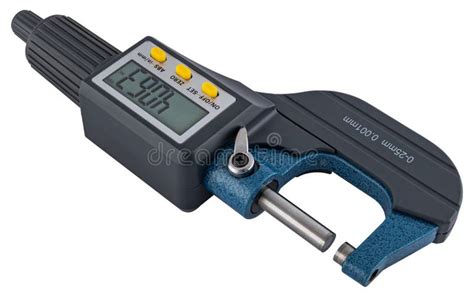 Compact Electronic Micrometer With Lcd Screen On A White Background