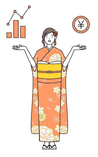 Premium Vector Woman In Furisode Guiding An Image Of Dx Performance