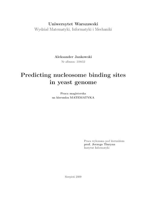 Pdf Predicting Nucleosome Binding Sites In Yeast Genomeajank