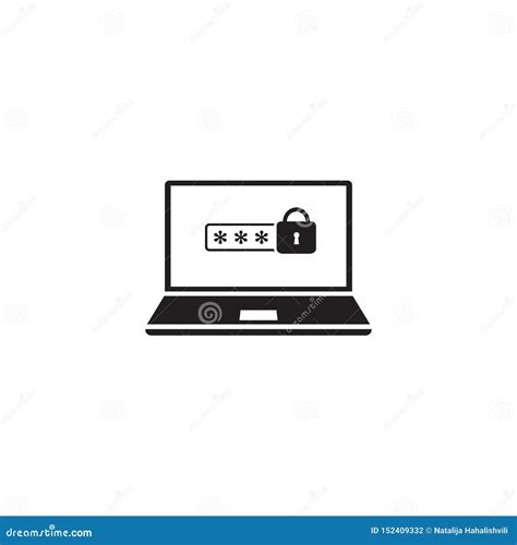Black Laptop With Password Notification And Lock Icon Isolated Concept Of Security Personal