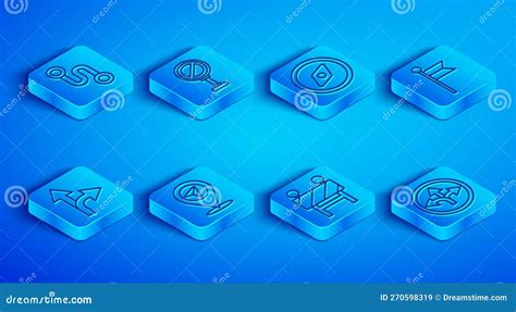 Set Compass Road Barrier Route Location Traffic Sign Location