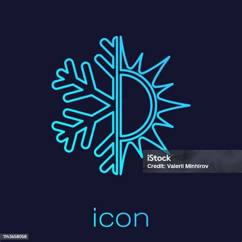 청록색 핫 및 콜드 기호입니다 태양과 눈송이 라인 아이콘 파란색 배경에 고립 겨울 및 여름 기호입니다 벡터 일러스트 0명에 대한 스톡 벡터 아트 및 기타 이미지 Istock