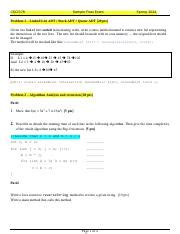 Sample Final Exam Linked List Stack Queue Algorithm Course Hero