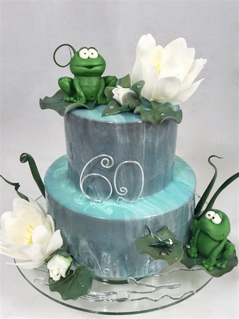 Frosch Teich Seerosen Torte Mirror Glaze Cake Frog Pond Water Lily Motivtorten Torten