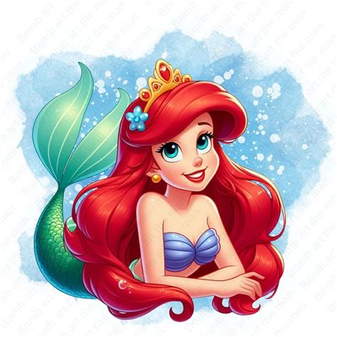 Cute Little Mermaid Clipart Princess Ariel Png The Little Mermaid Png Watercolor Background