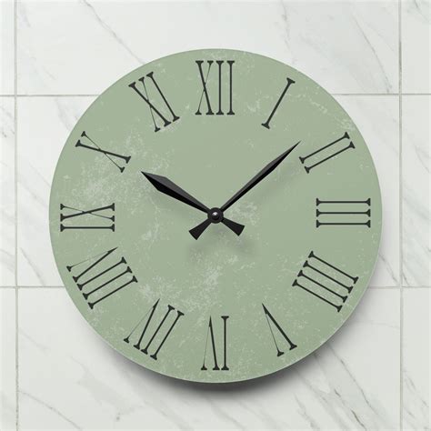 Sage Green Minimalist Clock Classy Stylish Unique Modern Wall Clock Round Square