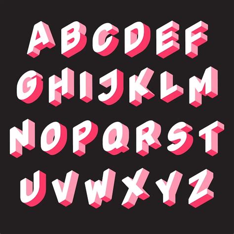 Letras de fuente D coloridas bloques cúbicos de perspectiva Vector Premium