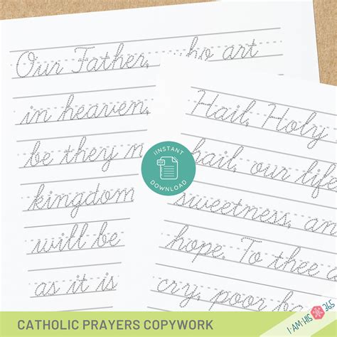 Catholic Cursive Handwriting Copywork Bundle Scripture Saints 10