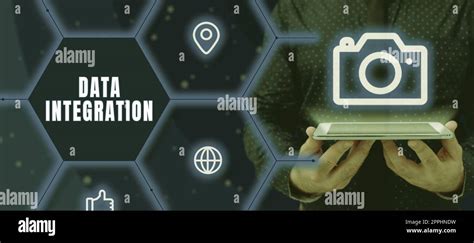 text sign showing data integration business showcase involves