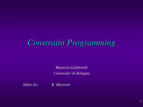 Ppt Constraint Programming Powerpoint Presentation Free Download