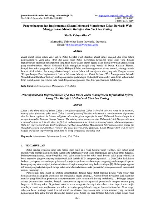 Pdf Pengembangan Dan Implementasi Sistem Informasi Manajemen Zakat Berbasis Web Menggunakan