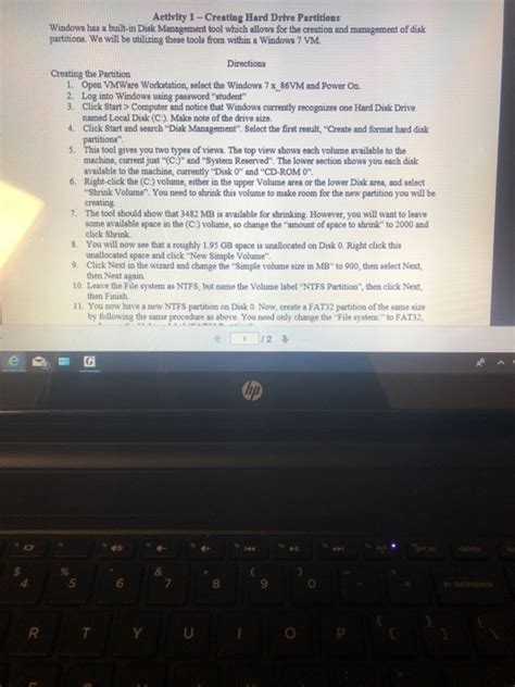 solved lab 9 hard disk partitions activity 1 creating hard