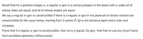 Solved Recall That For A Positive Integer N A Regular N Gon
