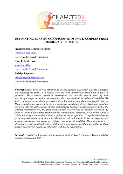 Pdf Estimating Elastic Coefficients Of Rock Samples From Tomographic