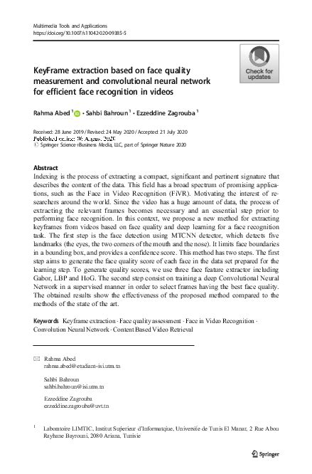 Pdf Keyframe Extraction Based On Face Quality Measurement And