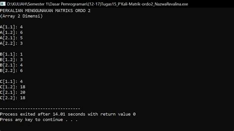 Perkalian Matriks Ordo 2 Pada Array 2 Dimensi Dalam C By