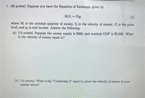 Solved 1 30 Points Suppose You Have The Equation Of