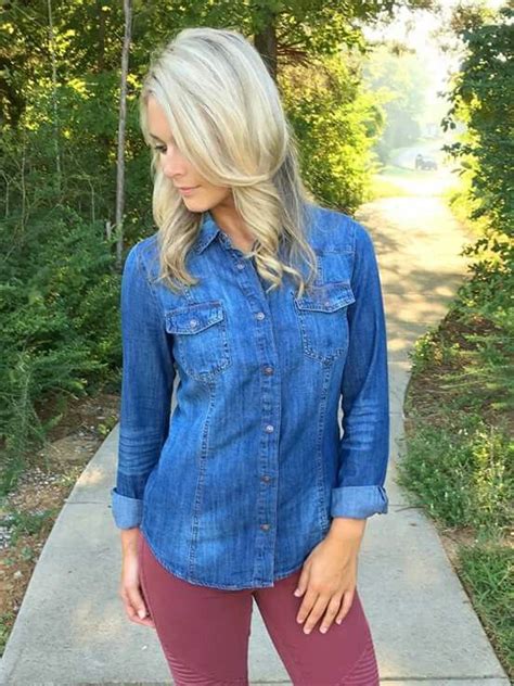 L O V E Eleven Oaks Boutique Denim Button Down Denim Fashion Outfits