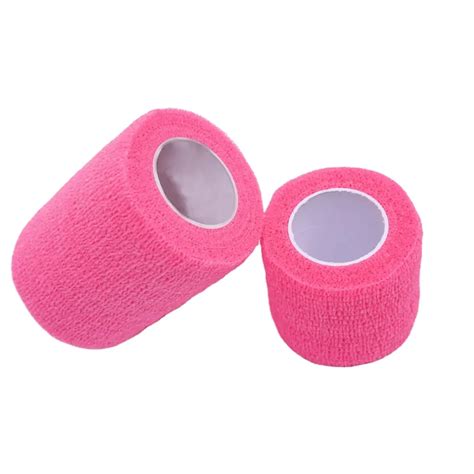 Pink Elastic Compression Wrap Adhesive Non Woven Latex Cohesive Bandage